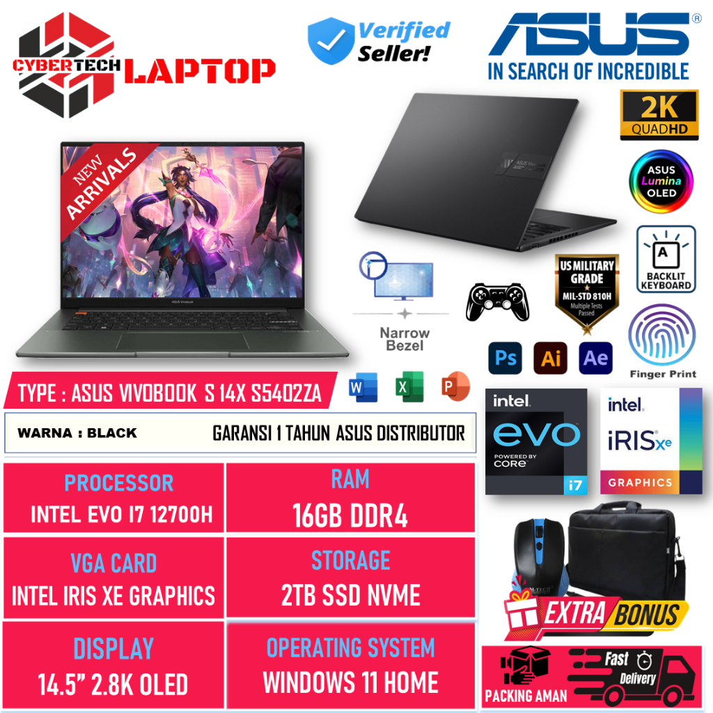 Jual Laptop Asus Vivobook S 14X OLED S5402ZA Intel Evo I7 12700H RAM ...