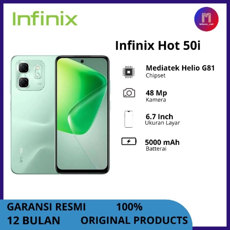Jual Infinix Hot 50i 6/128GB - Up to 12GB Extended RAM - Helio G81 ...