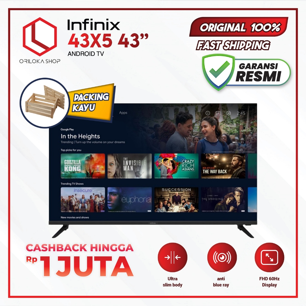 Jual (+Packing Kayu) Infinix Smart TV 43x5 43" Inch FHD Smart TV ...