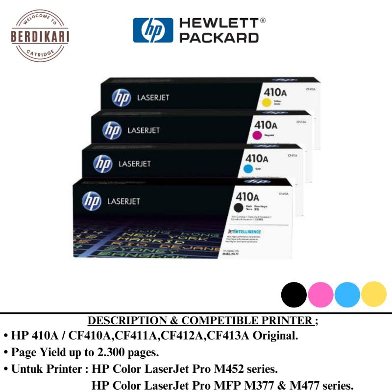 Jual HP 410A Original Cartridge ( CF410A // CF411A // CF412A // CF413A ) for HP Color LaserJet ...