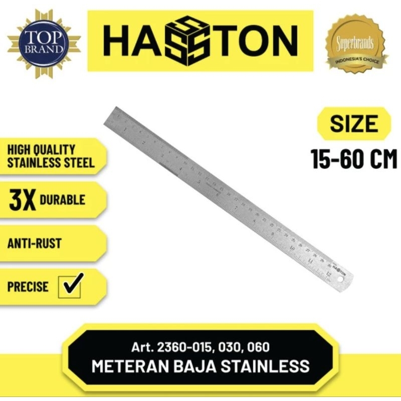Jual HASSTON PROHEX Penggaris Baja Stainless / Penggaris Mistar Tukang | Shopee Indonesia