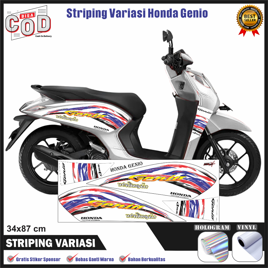 Jual Stiker Variasi Motor GENIO motif thailand COD | Shopee Indonesia