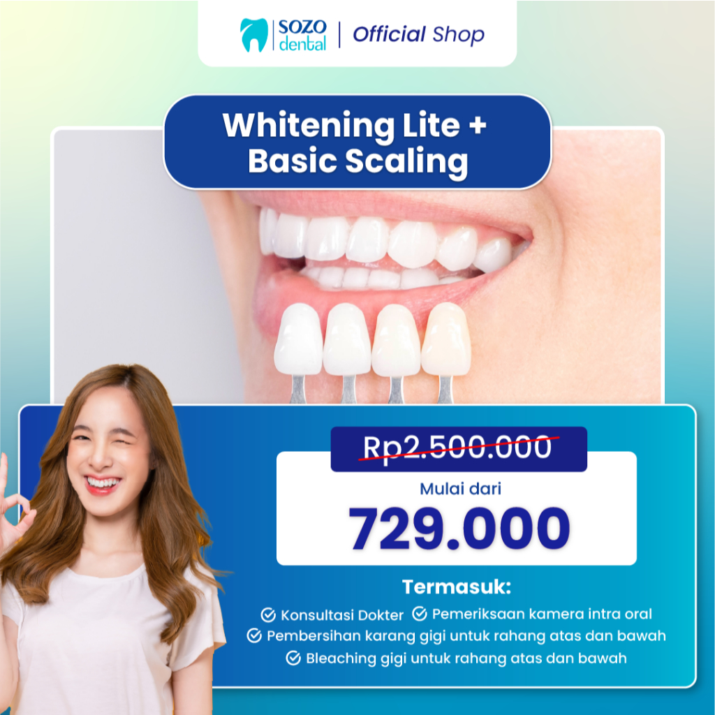 Jual Paket Whitening Lite dan Basic Scaling + Konsultasi Dengan Dokter Gigi + Pemeriksaan Dengan ...
