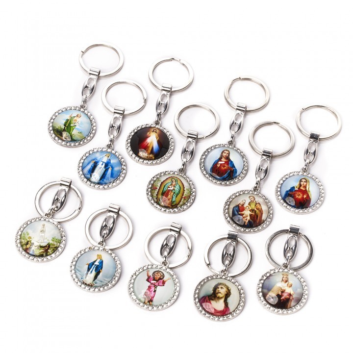 Jual Yeraya Gantungan Kunci Gambar Rohani Bulat Permata Gantungan Kunci ...