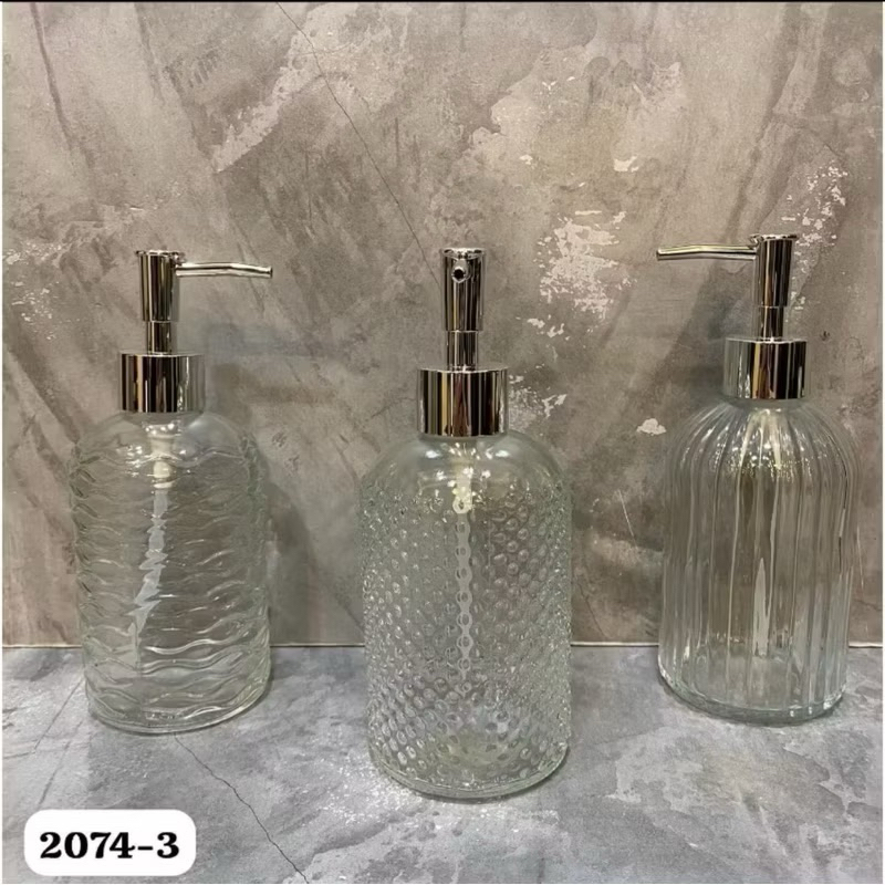 Jual Botol Tempat Sabun Shampo Aesthetic / Botol Kaca Transparant Mewah ...