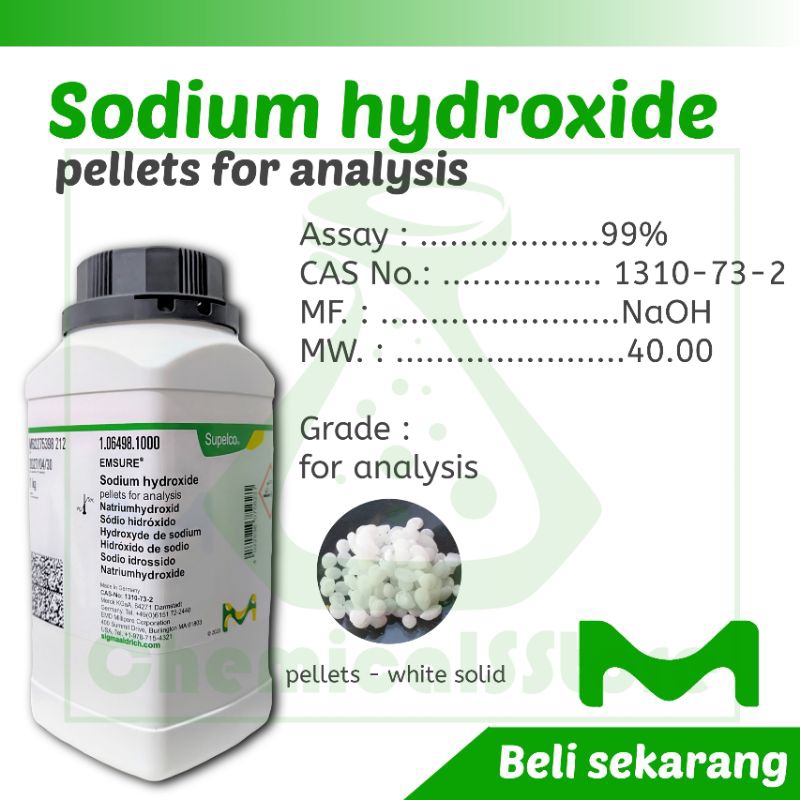 Jual Sodium hidroksid | NaOH | 1.05498.1000 | for analysis Merk 1kg ...