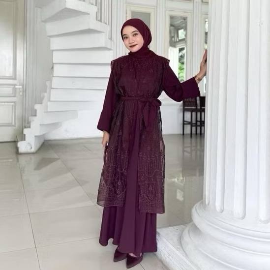 Jual Gamis Brokat Nasha Dress 2in1 Outer Dan Inner Gamis Terbaru 2025 ...