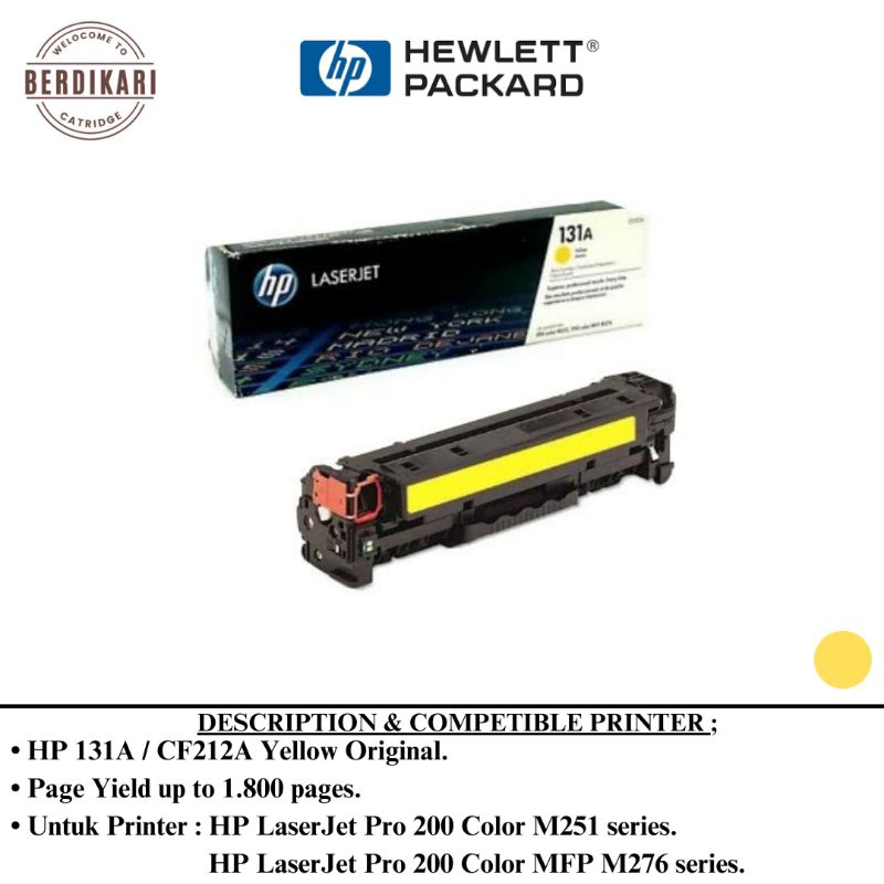 Jual HP 131A ( CF212A ) Yellow Original Cartridge for HP LaserJet Pro ...