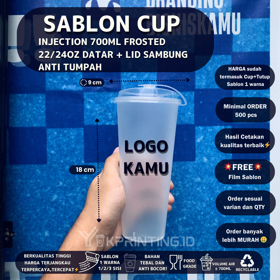Jual Sablon cup Injection frosted 22/24oz 700ml Custom Cup/Gelas ...
