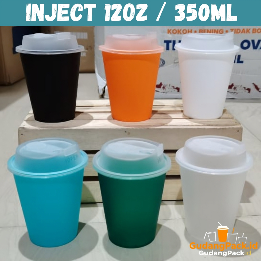 Jual Cup Inject Warna 12oz 350ml + Lid Flip Anti Tumpah / Cup Gelas ...