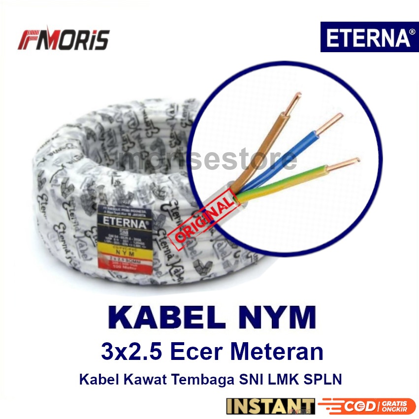 Jual ETERNA Kabel Listrik Kawat NYM 3X2,5mm Tembaga Original [Ecer Meteran] | Shopee Indonesia
