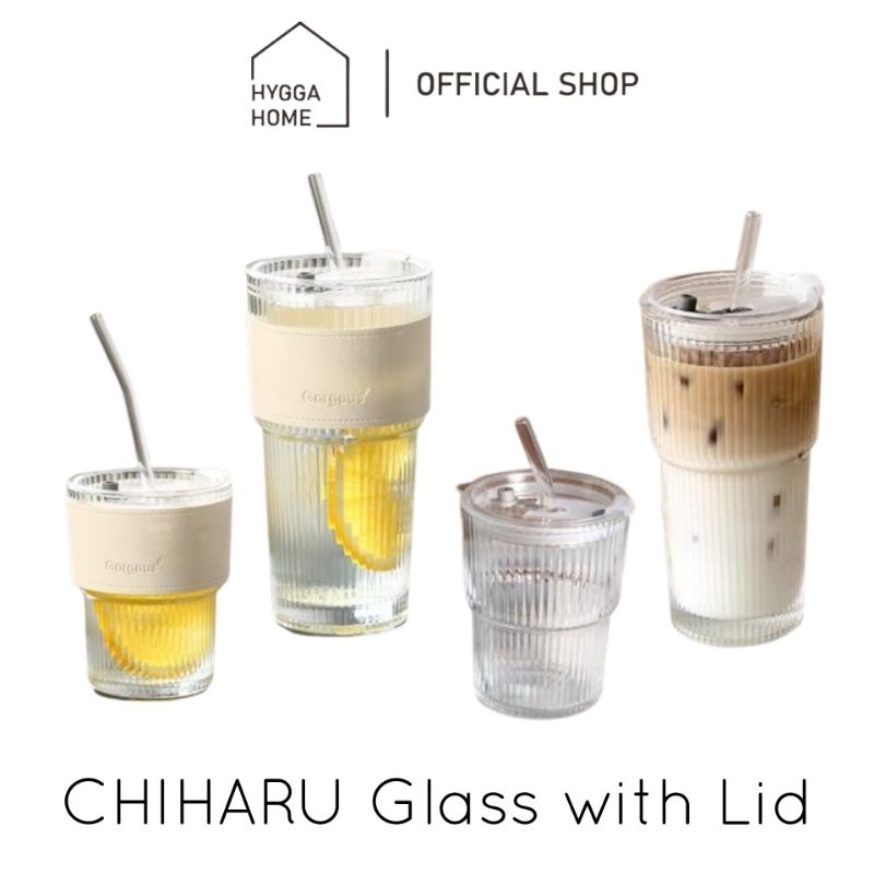 Jual Hygga Home CHIHARU Glass with Lid and Sleeve Gelas Tumblr Minuman ...