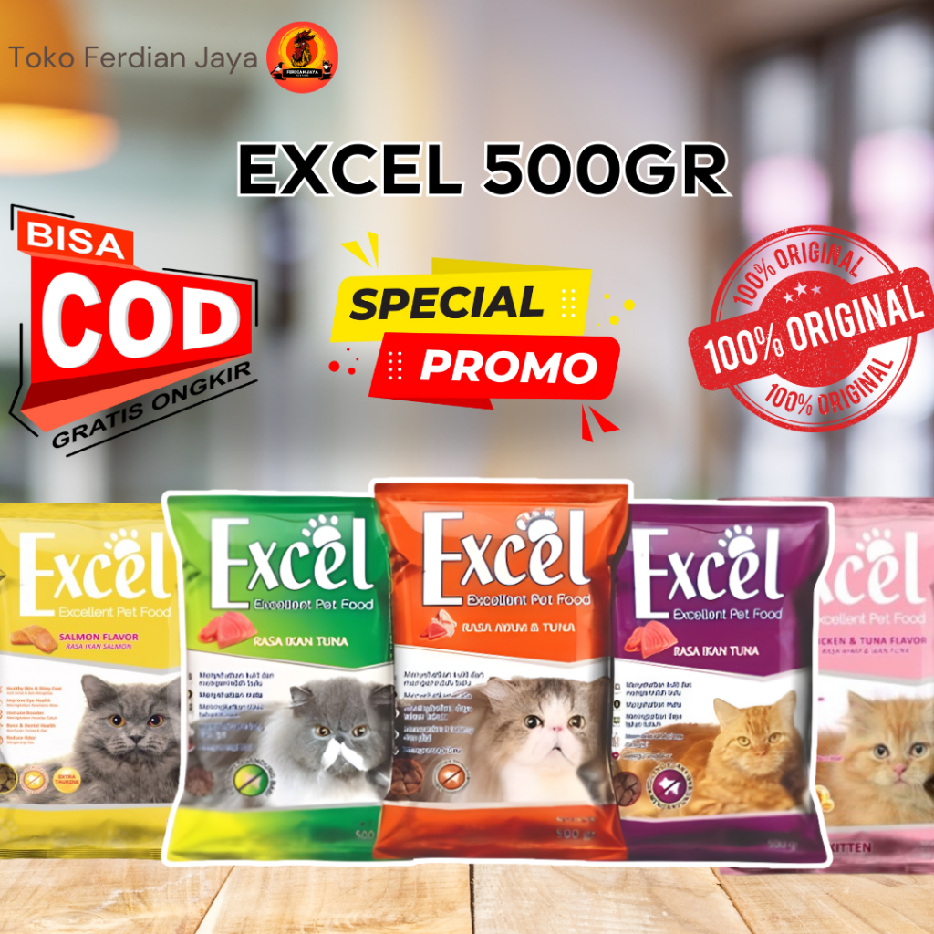 Jual Excel Cat Food Makanan Kucing Kering 500gr | Makanan kucing EXCEL ...