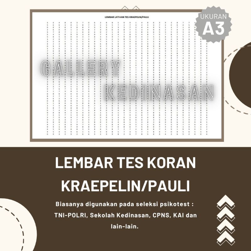 Jual LEMBAR TES KORAN A3 TES KRAEPELIN TES PAULI PSIKOTEST | Shopee ...