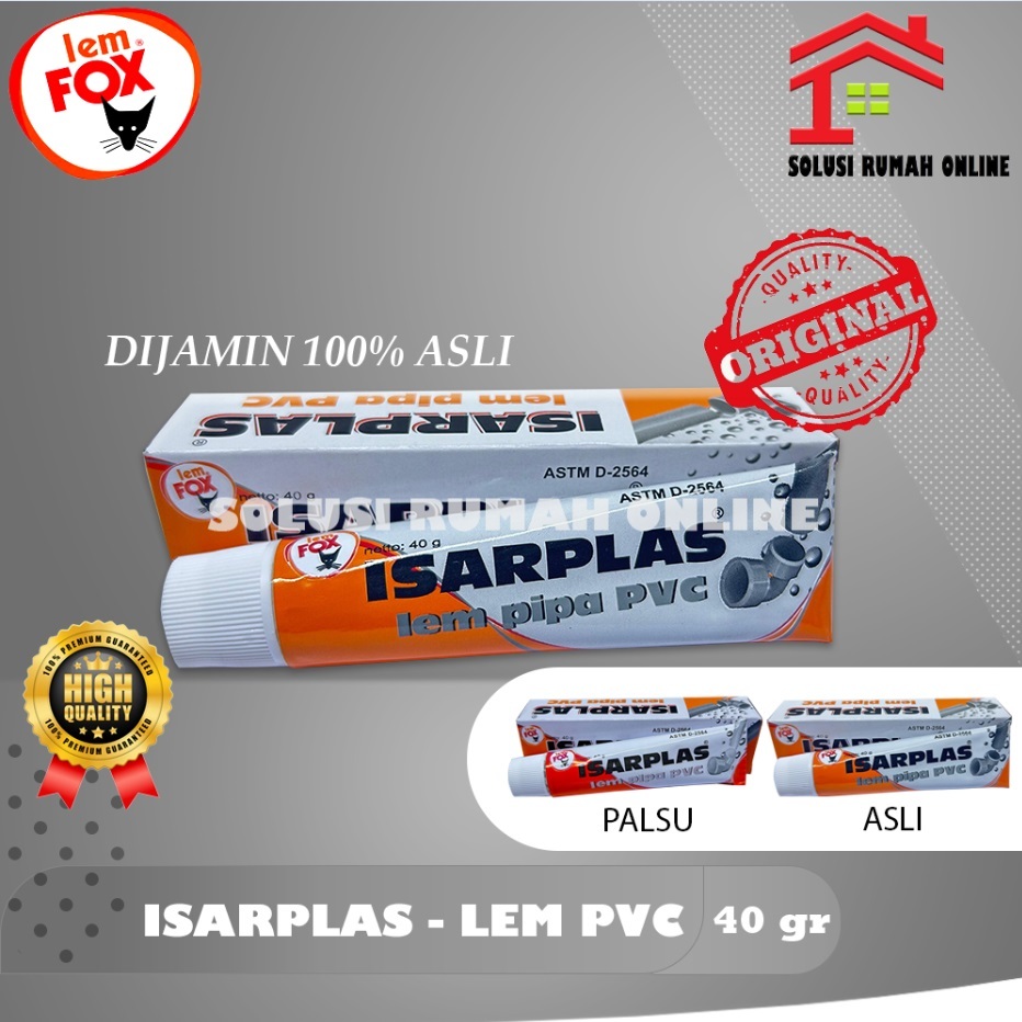 Jual Lem PVC ISARPLAS 100% ORIGINAL 40gr / Lem Pipa Paralon Tube Fox Asli | Shopee Indonesia