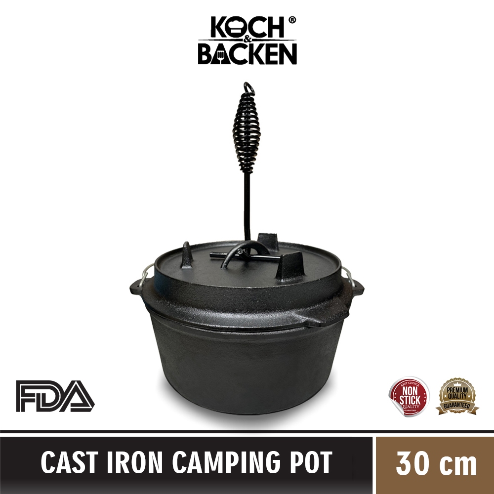 Jual KOCH&BACKEN Cast Iron Camping Pot Dutch Oven 30cm – Alat Masak ...