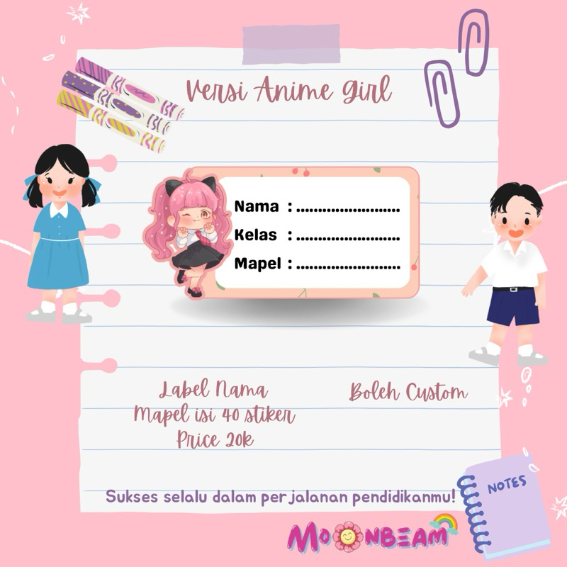 Jual Stiker Label Nama Mapel Edisi Anime | Shopee Indonesia