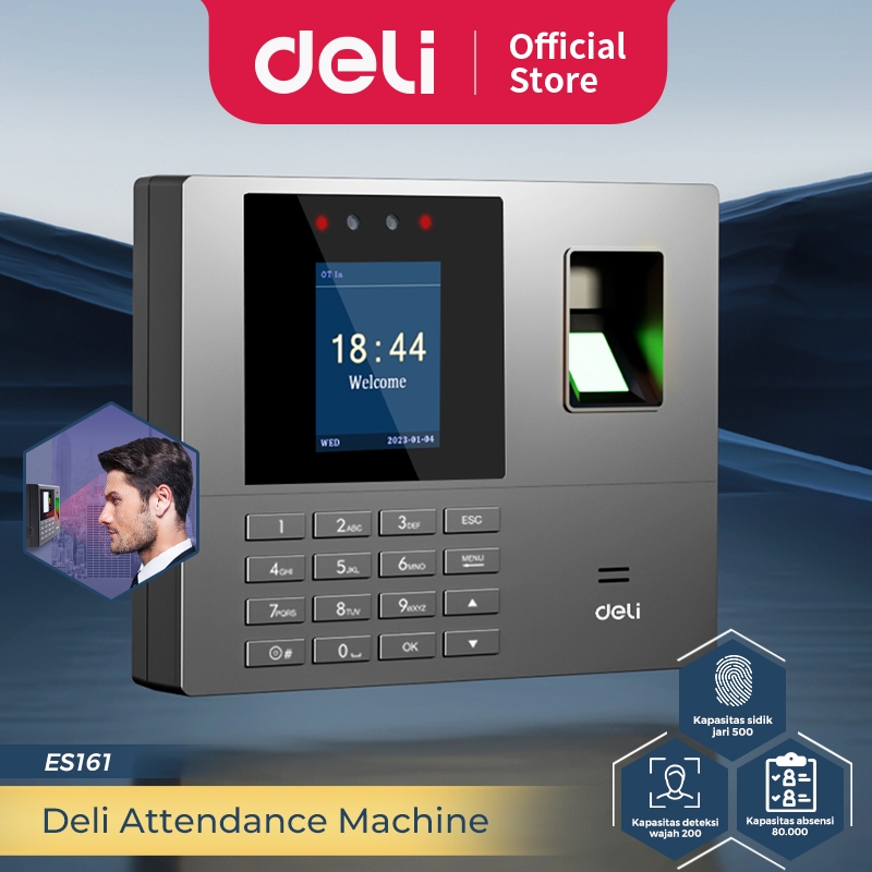 Jual Deli Mesin Absensi Sidik Jari Deteksi Absen Wajah Attendance Machine 500 Sidik Jari 200 ...