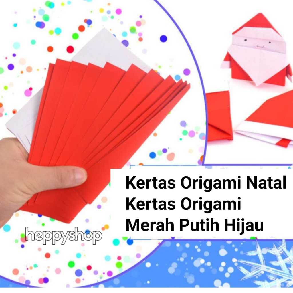 Jual Kertas Origami Merah Putih Hijau Natal, Kertas Lipat | Shopee ...