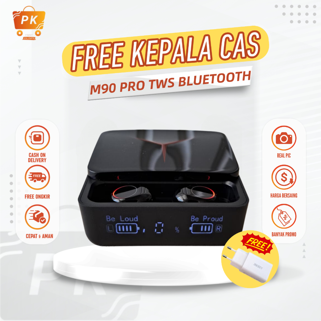 Jual (FREE KEPALA CAS) Headset Bluetooth M90 Pro TWS Earphone Wireless Gaming Waterproof Bisa ...