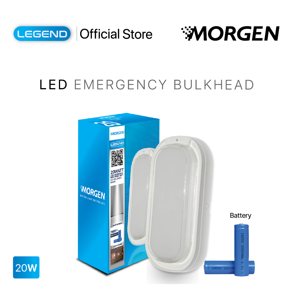 Jual Morgen LED Emergency Bulkhead Light Legend Series - Lampu Emergency Tahan Air 20W Putih ...
