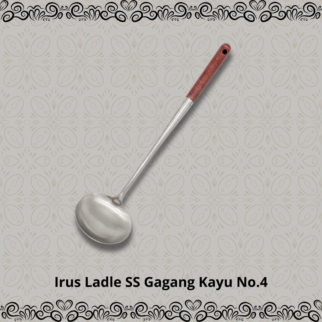 Jual Irus Ladle Stainless Steel Gagang Kayu No.4 Panjang 42cm | Shopee ...