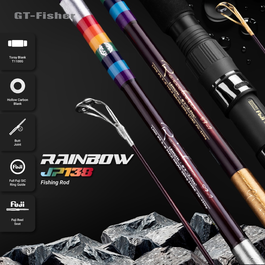 Jual GT FISHER Joran Rainbow 83 Slow jigging 20KG Drag Power Tuna Rod 2.51M Line 4-6 Lure 50g ...
