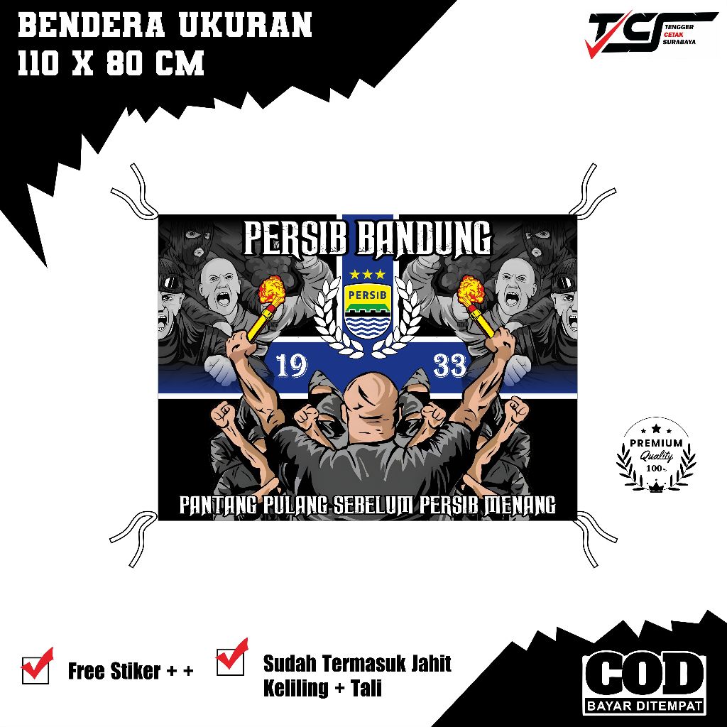 Jual BENDERA PERSIB BANDUNG READY STOK BANYAK SIAP KIRIM + FREE STIKER ...