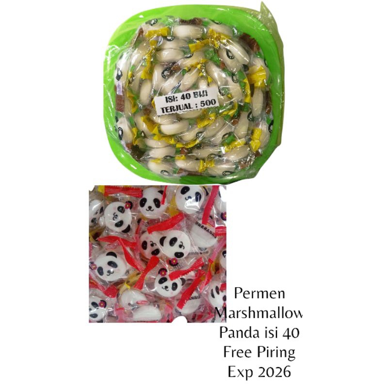 Jual Permen Anak Jadul Marshmallow Bentuk Panda Warna Warni Free Piring ...