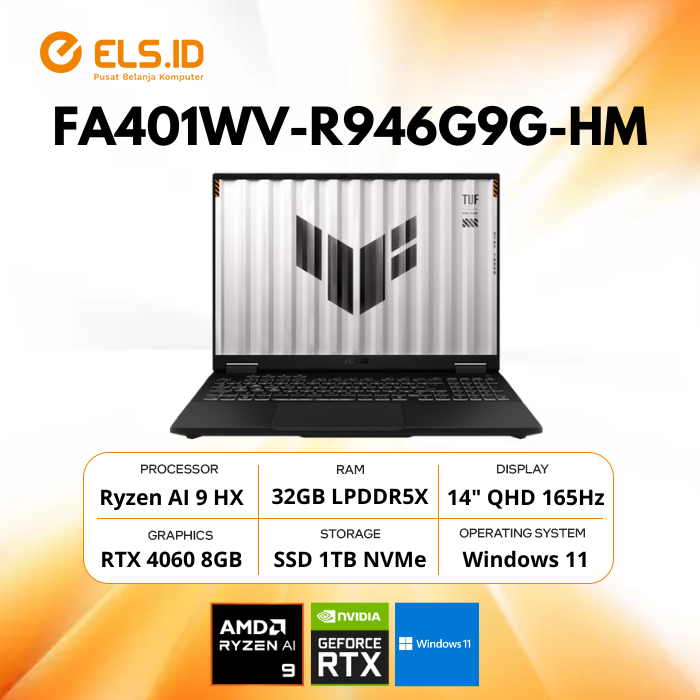 Jual Asus TUF A14 FA401WV-R946G9G-HM Ryzen AI 9 HX 32GB SSD 1TB RTX4060 ...