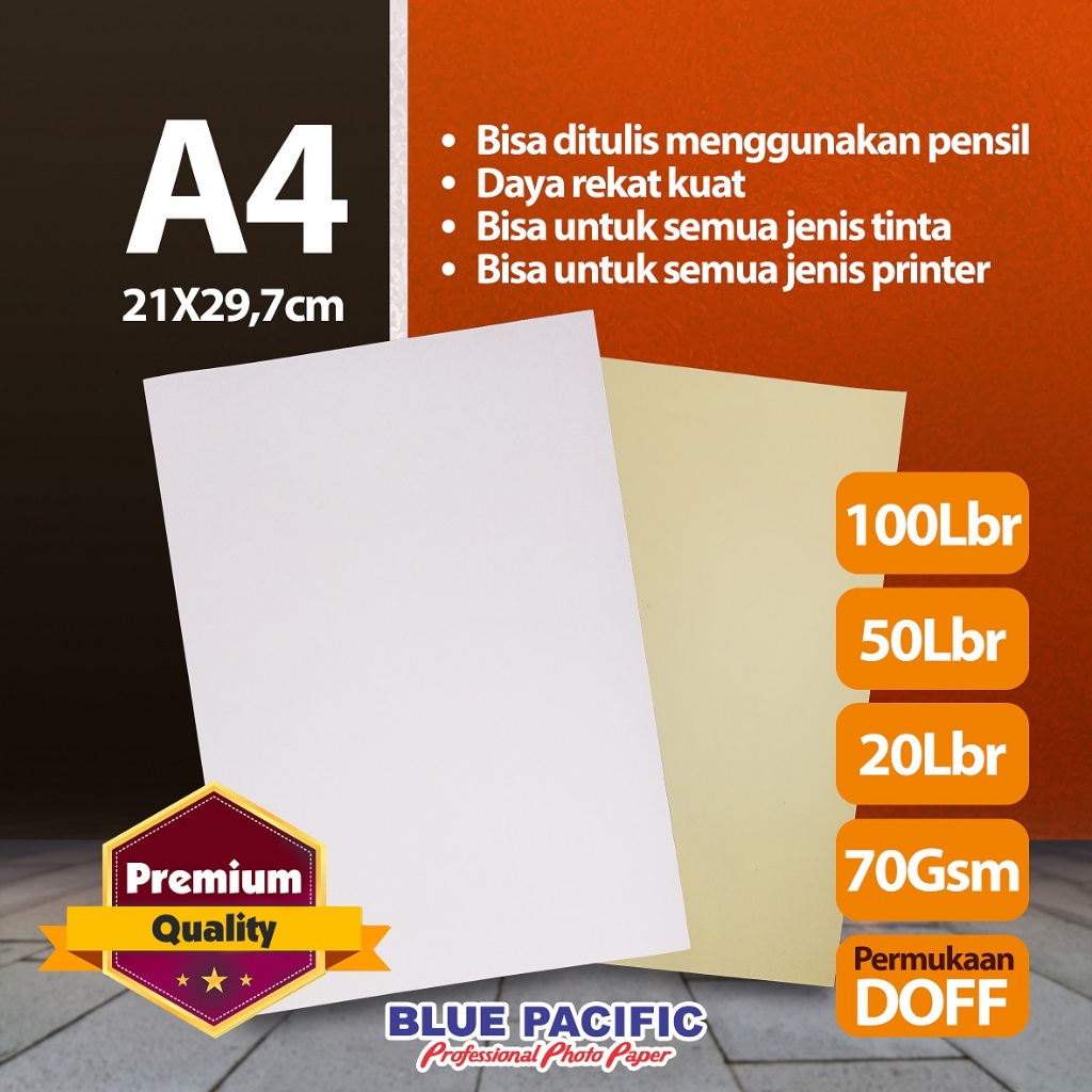 Jual Blue Pacific Kertas Stiker HVS Matte Sticker Paper A4 75 Gsm ...