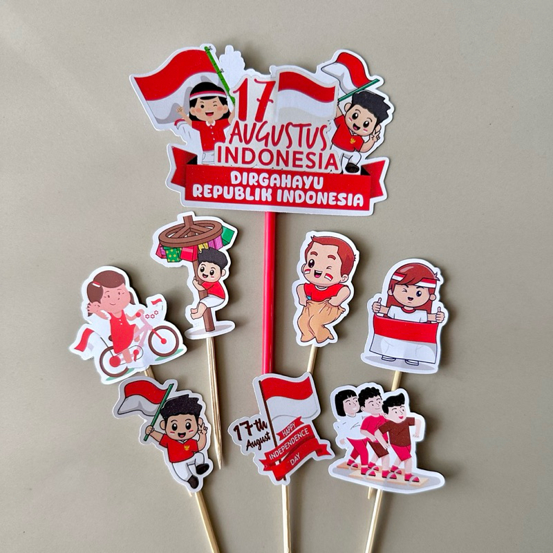 Jual TOPPER AGUSTUSAN / (LA-001) CAKE TOPPER 17 AGUSTUS / CUPCAKE ...