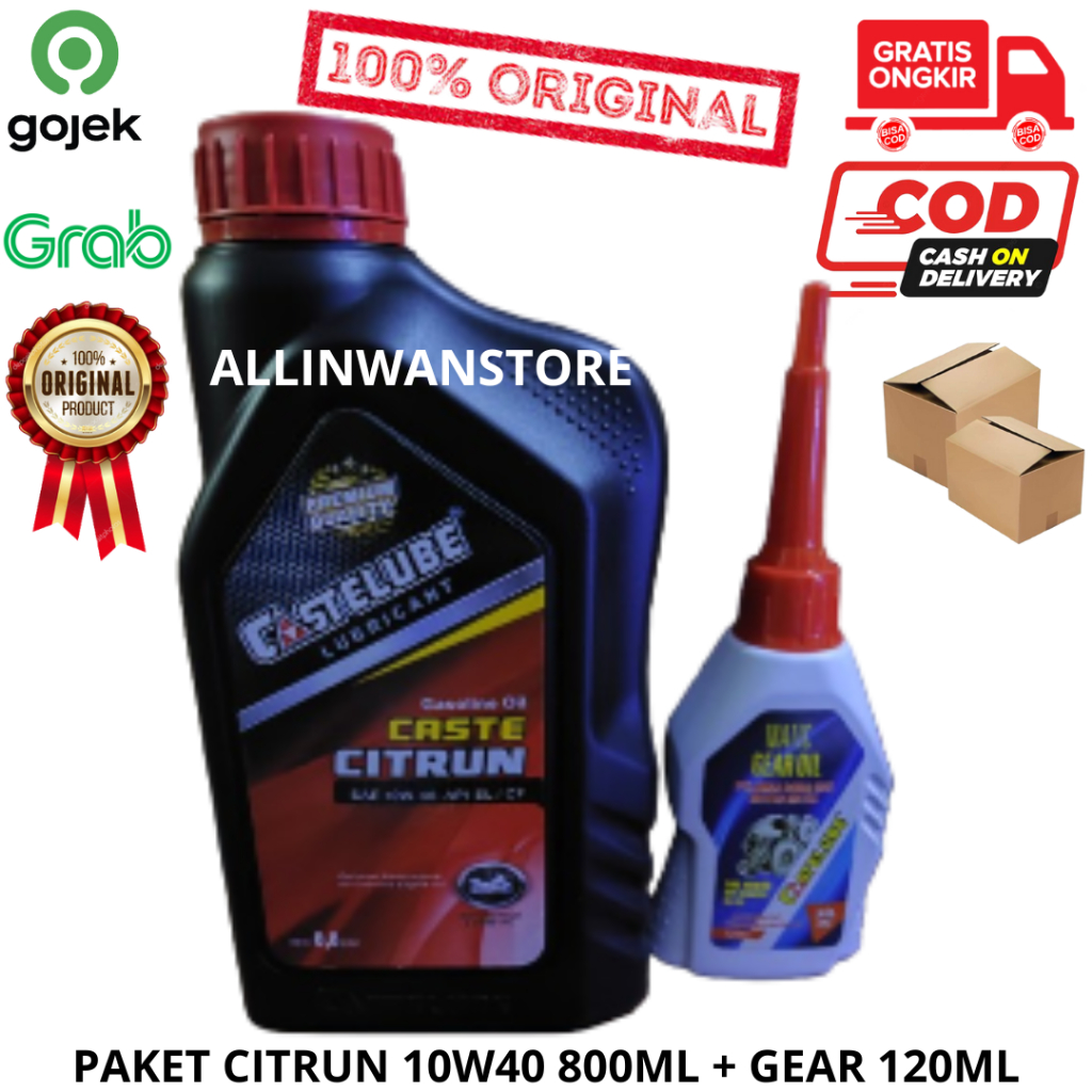 Jual CASTELUBE CITRUN 10W40 800ML + GEAR 120ML (PAKET OLI MOTOR MATIC ...
