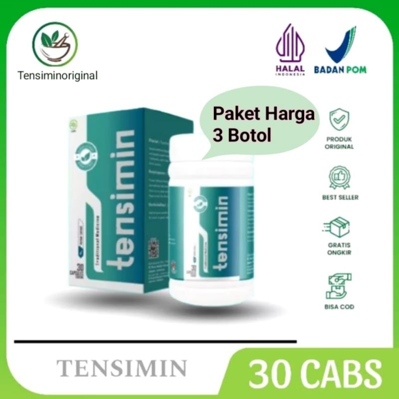 Jual 3 BOTOL TENSIMIN ORIGINAL OBAT HIPERTENSI TEKANAN DARAH TINGGI ...