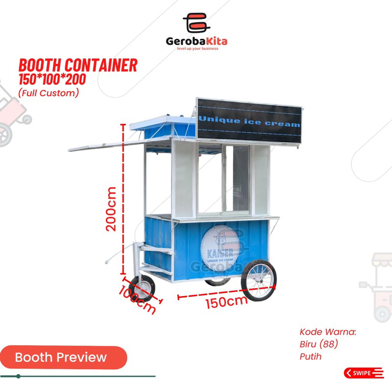 Jual Booth Container Roda 3 150x100x200 cm Full Custom | Shopee Indonesia