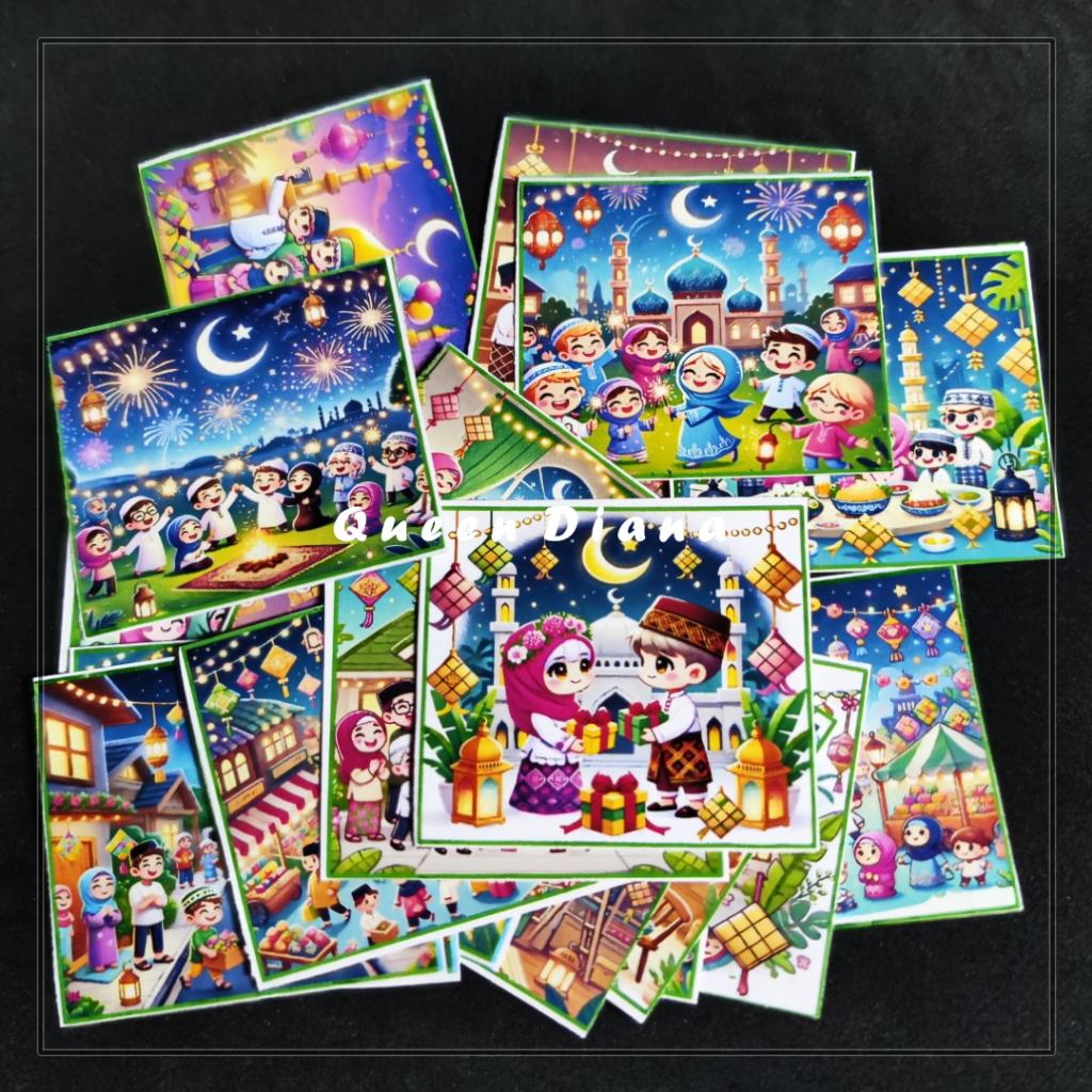 Jual 20 pcs foto tema hari raya idul fitri foto stiker lebaran animasi ...
