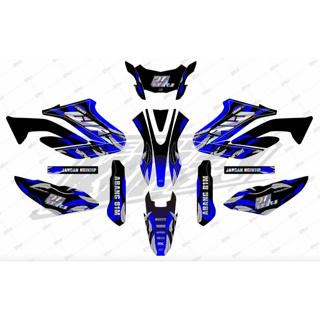 Jual Decal Sticker Yamaha WR 155 Variasi Stiker Motif 119 Hitam Biru ...