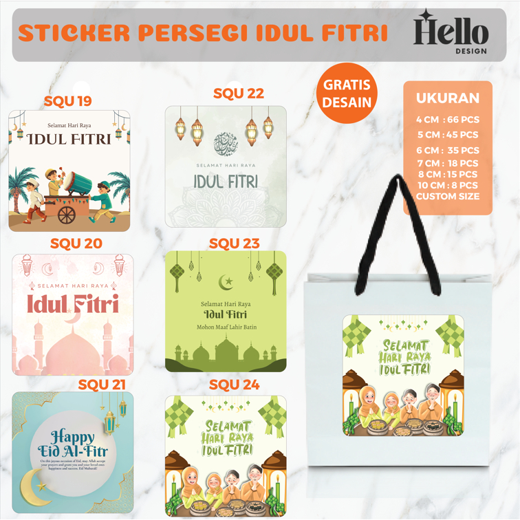 Jual (FREE CUSTOM) Stiker PERSEGI hampers lebaran/ bingkisan idul fitri ...