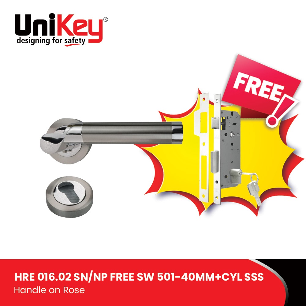 Jual UniKey Handle On Rose HRE 016.02 SN/NP + SW 501-40MM SSS+CYL ...