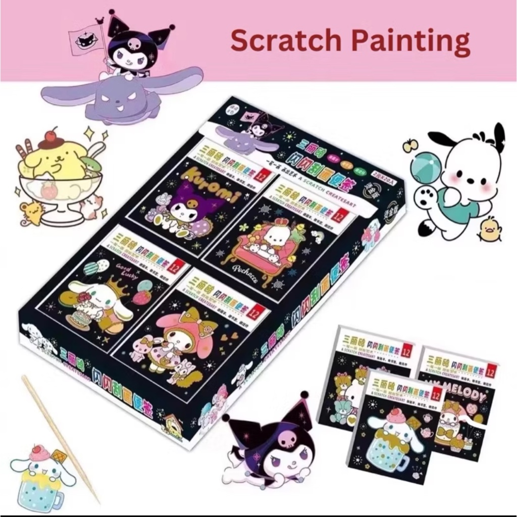 Jual Mainan SCRATCH ART SANRIO Kuromi 5in1 Gosok lidi Warna dan ...