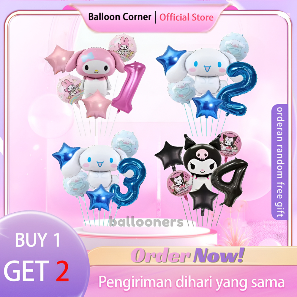 Jual Balon Foil Karakter Sanrio Kuromi Cinnamoroll My Melody Lina Bell ...