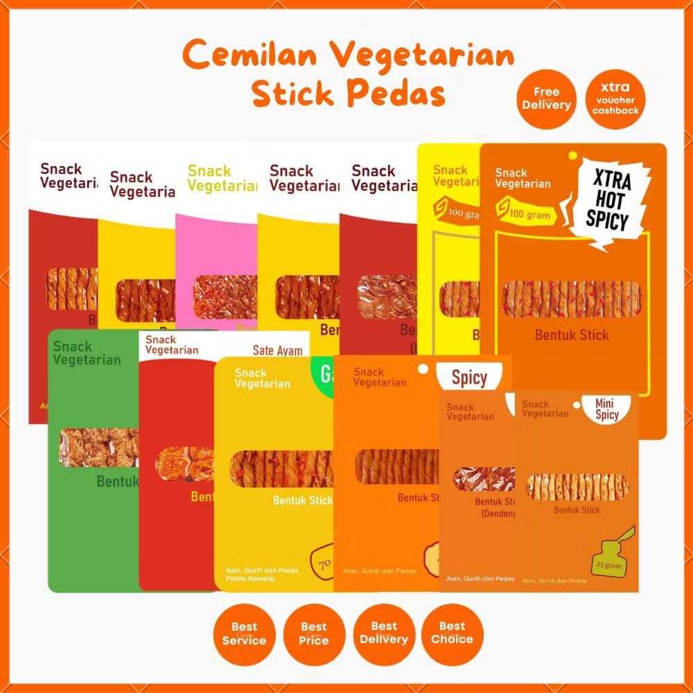 Jual Paket 100 PCS Stick pedas Spicy tendon tofu Vegetarian / Snack ...