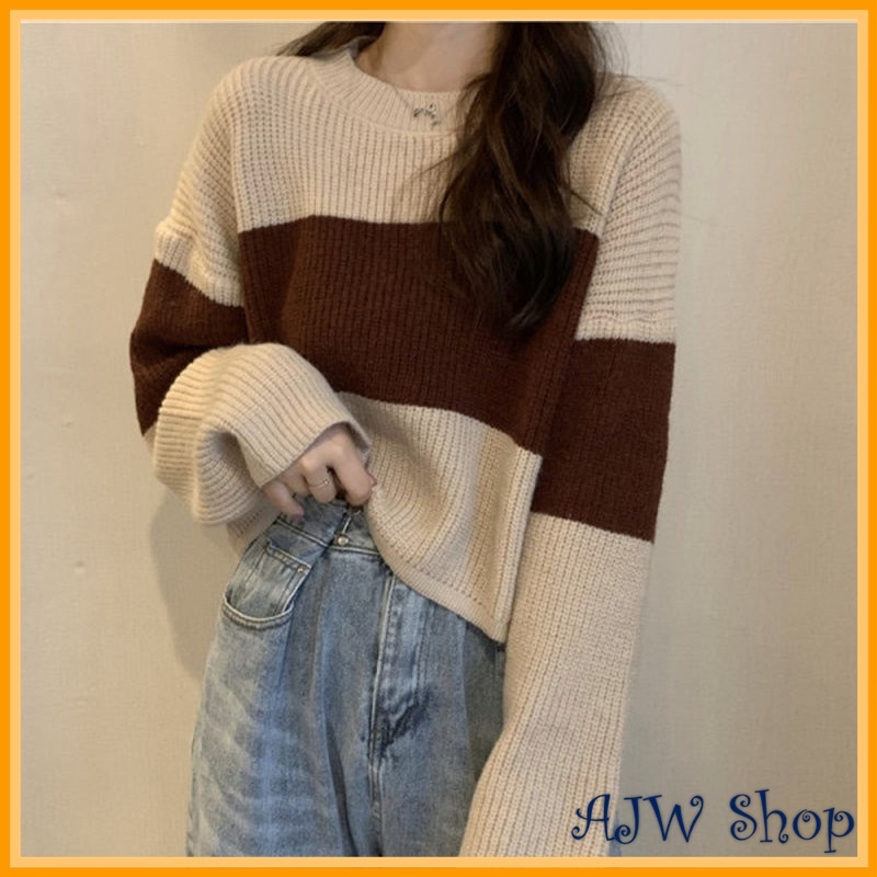 Jual AJW Atasan Sweater Wanita Korean Style Import Premium XAT | Sweater Rajut Kekinian Import ...