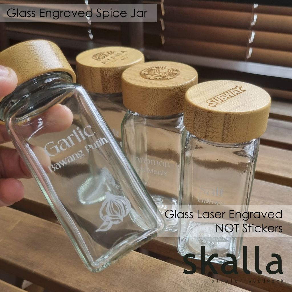 Jual Wooden Spice Jar botol bumbu kayu kaca garam merica pepper salt ...