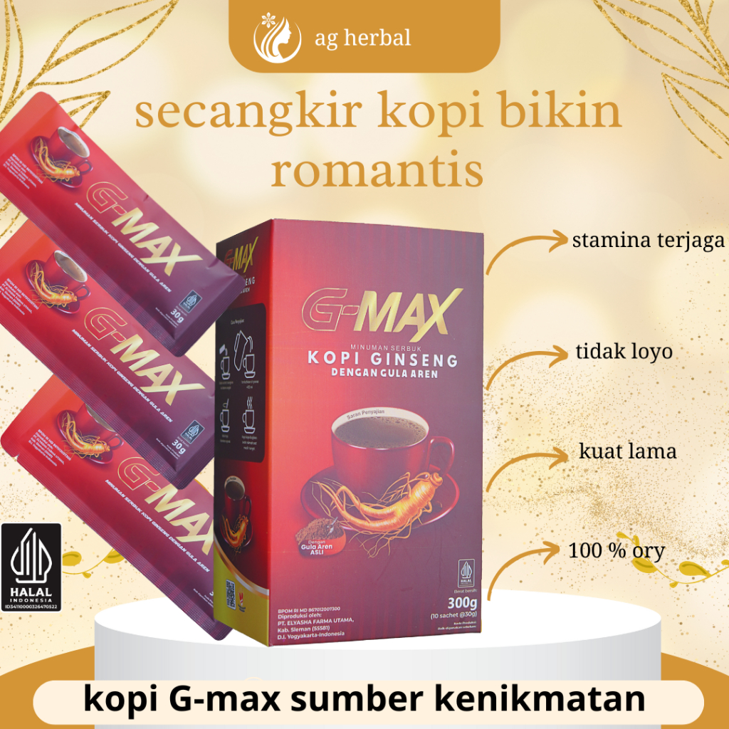 Jual Kopi G-MAX Minuman Kopi Gingseng Penambah Stamina 1 Box Isi 10 Sachet Original | Shopee ...