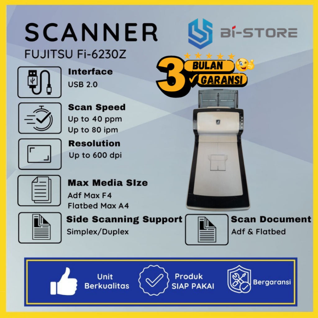Jual Scanner Fujitsu Fi-6230Z Bisa Scan Kertas Ukuran Folio Atau F4 ...