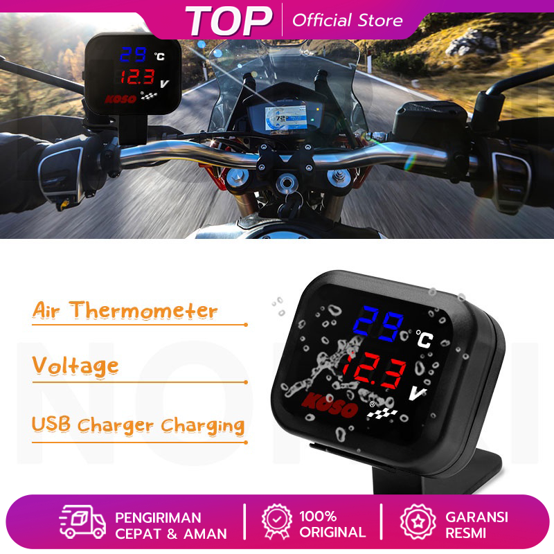 Jual Voltmeter Koso 3 In 1 USB Charger Universal SEMUA MOTOR Anti Air ...