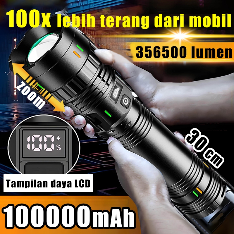 Jual 【Senter Tahan Air Tahan Lama】80000 Jarak Jauh Zoom Putar Senter super besar Senter LED ...