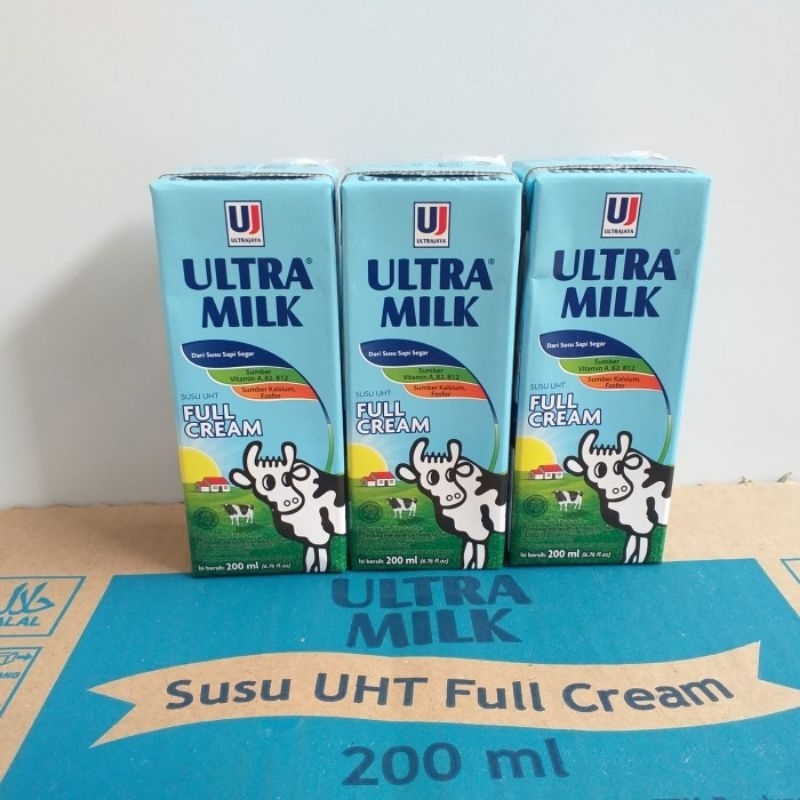 Jual Susu Ultra Milk Full Cream 200 ML 1 Dus | Shopee Indonesia