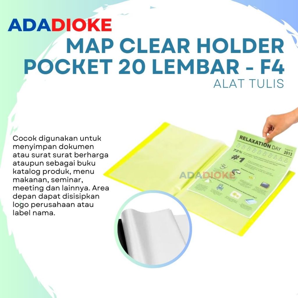 Jual Map Clear Holder Map Plastik Folio F4 Dokumen Keeper Clear Holder Isi 20 Pocket | Shopee ...
